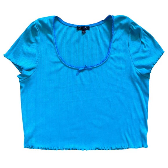 dELiA*s | Tops | Light Blue Plus Size Pointelle Lettuce Edge Crop Top ...